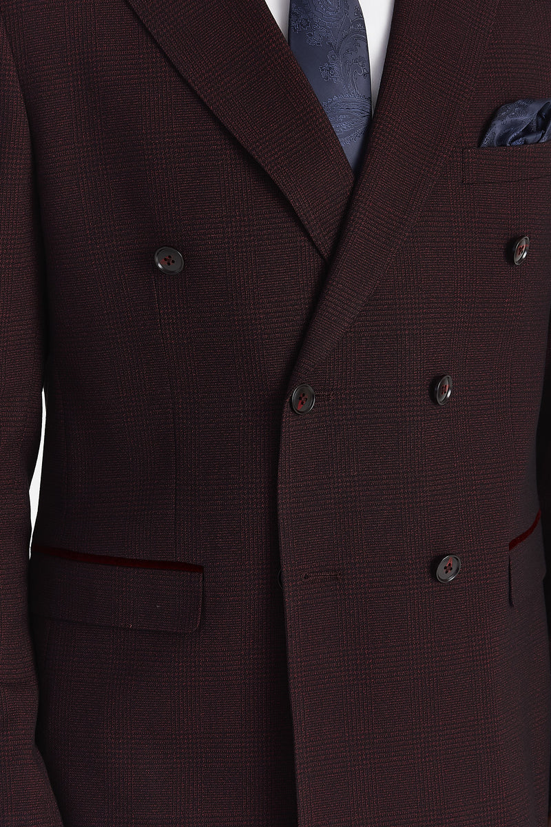 Regent - Men's Burgundy 2 Piece Double Breasted Suit - Buy Online at ...