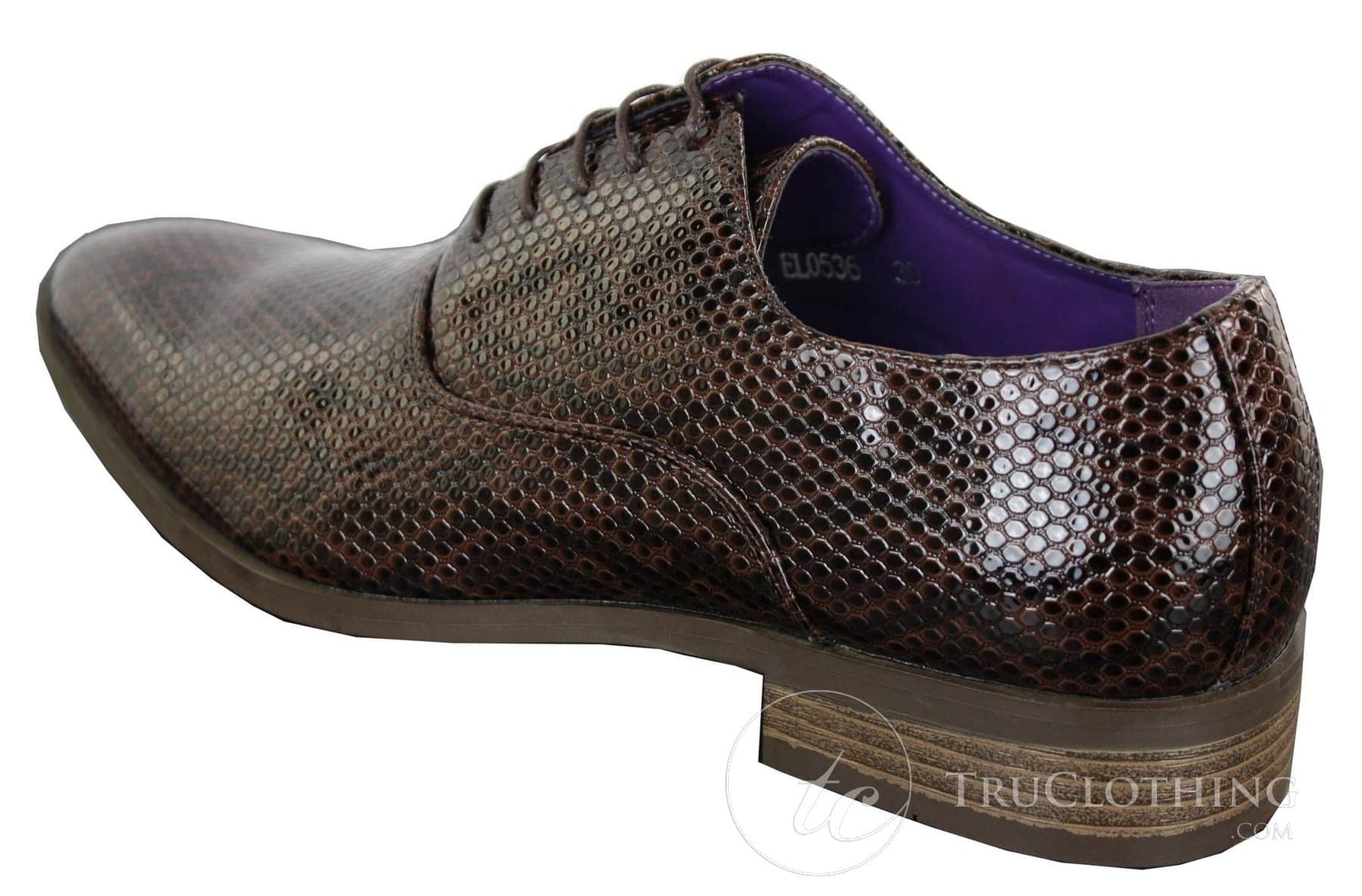 Elong EL0536 - Mens Laced Brown Black Snake Shiny Patent Leather Lined ...