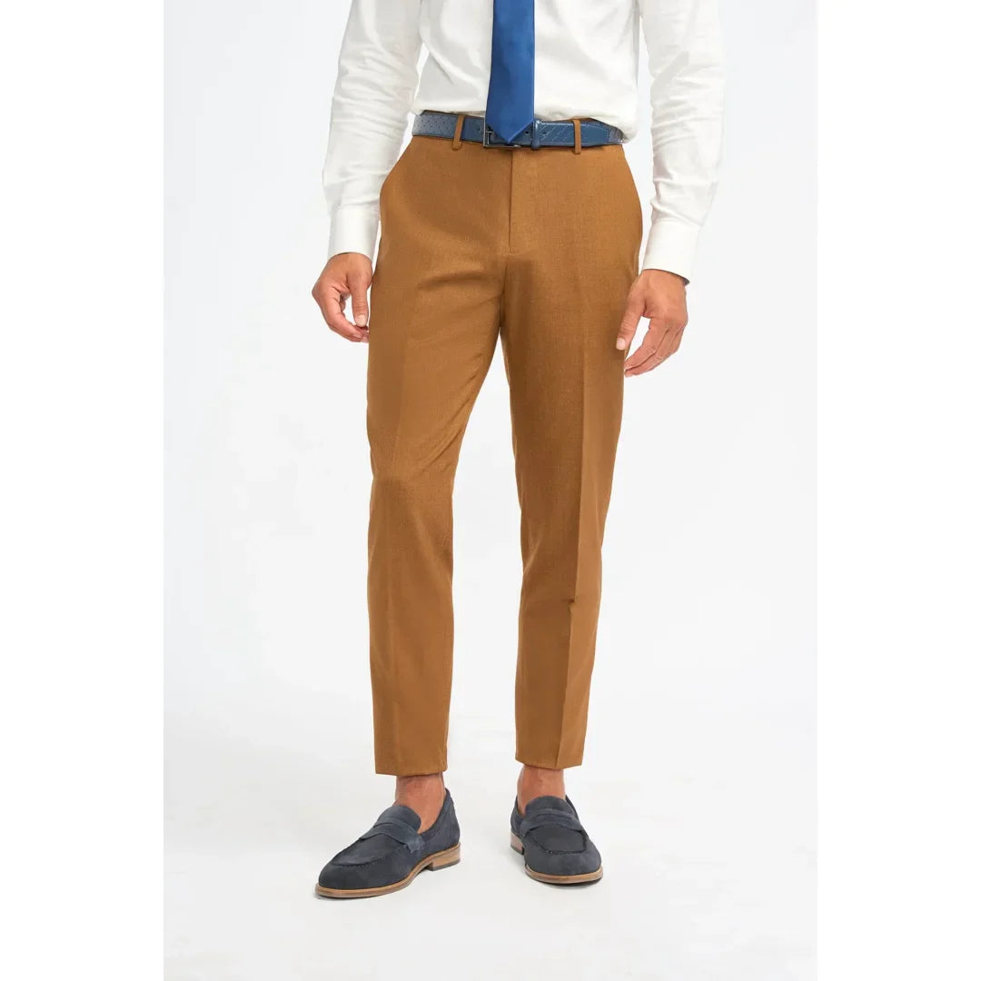 James - Men's Camel Brown Formal Trousers - Buy Online at Happy Gentleman