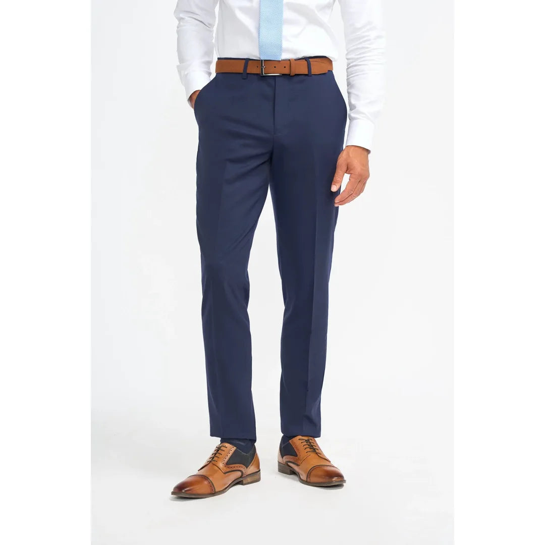 James - Men's Navy Blue Wool Formal Trousers - Buy Online at Happy ...
