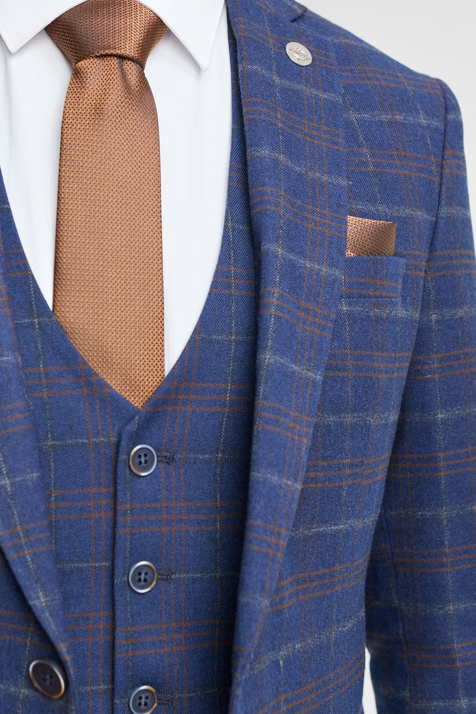 Mens Navy-Blue Check 3 Piece Suit - Paul Andrew Kenneth: Buy Online ...