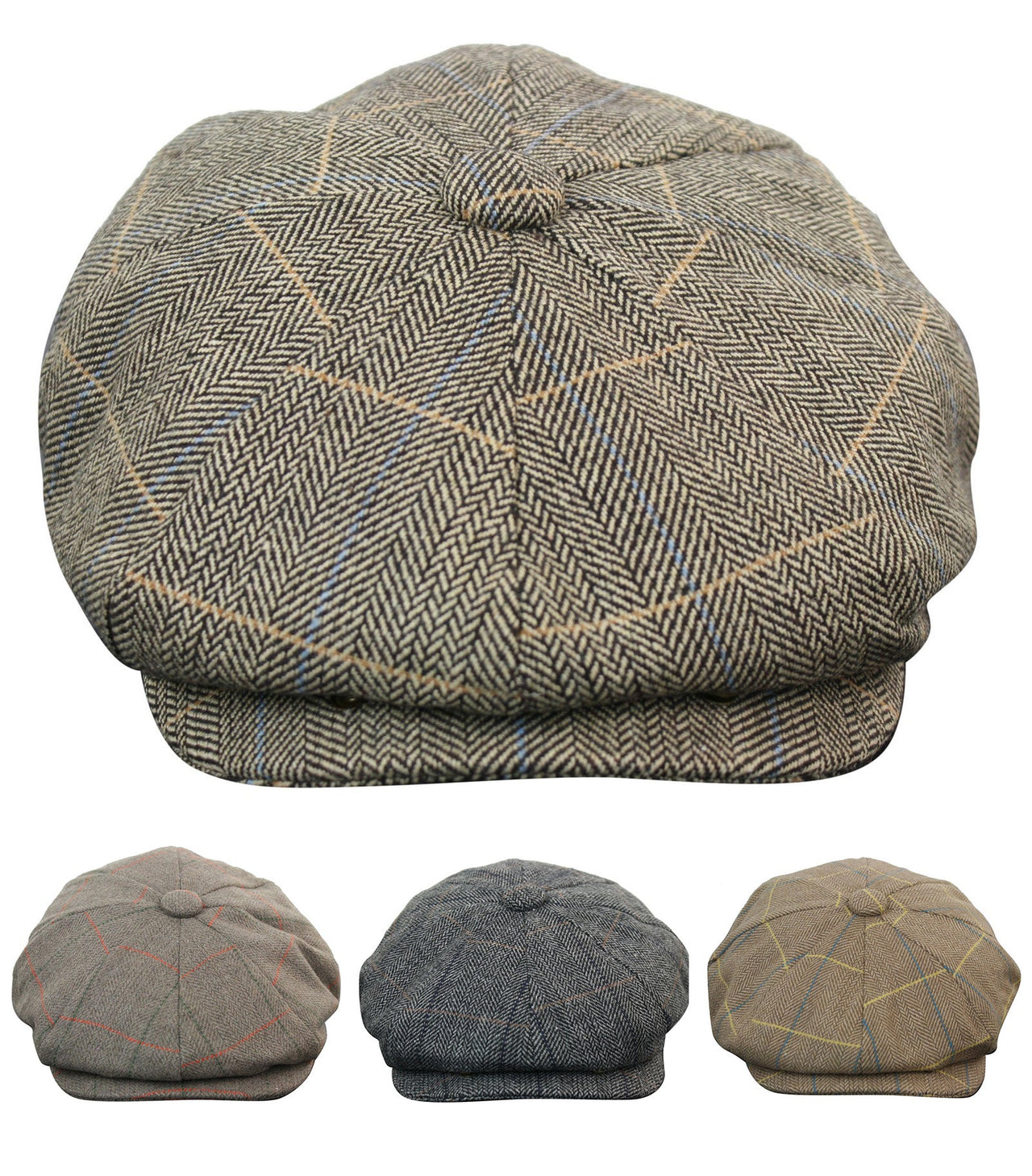 Mens Tweed Check Newsboy Cap: Buy Online - Happy Gentleman