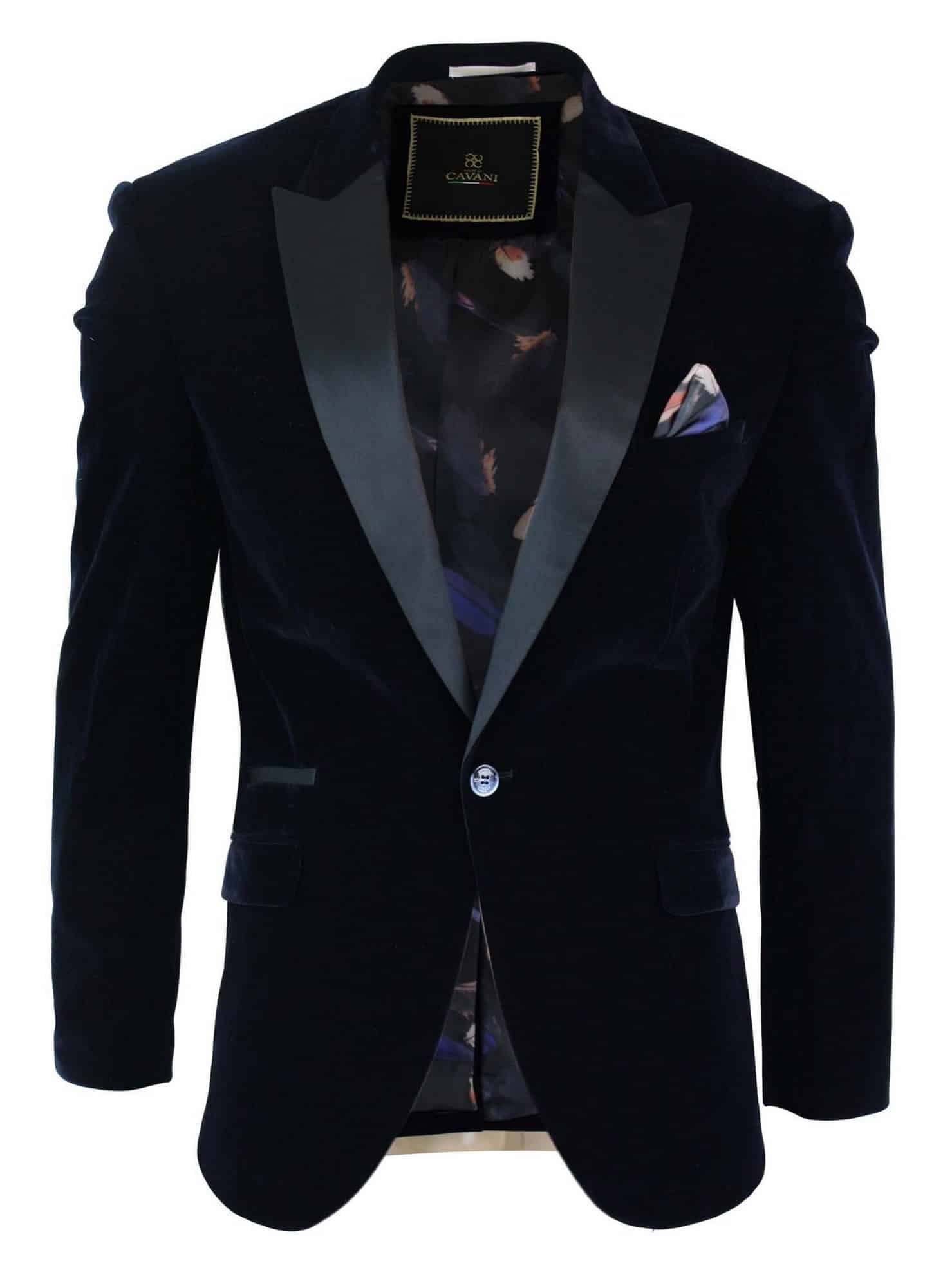 Cavani Rosa - Mens Soft Velvet Black Navy 1 Button Dinner Jacket Tuxedo ...