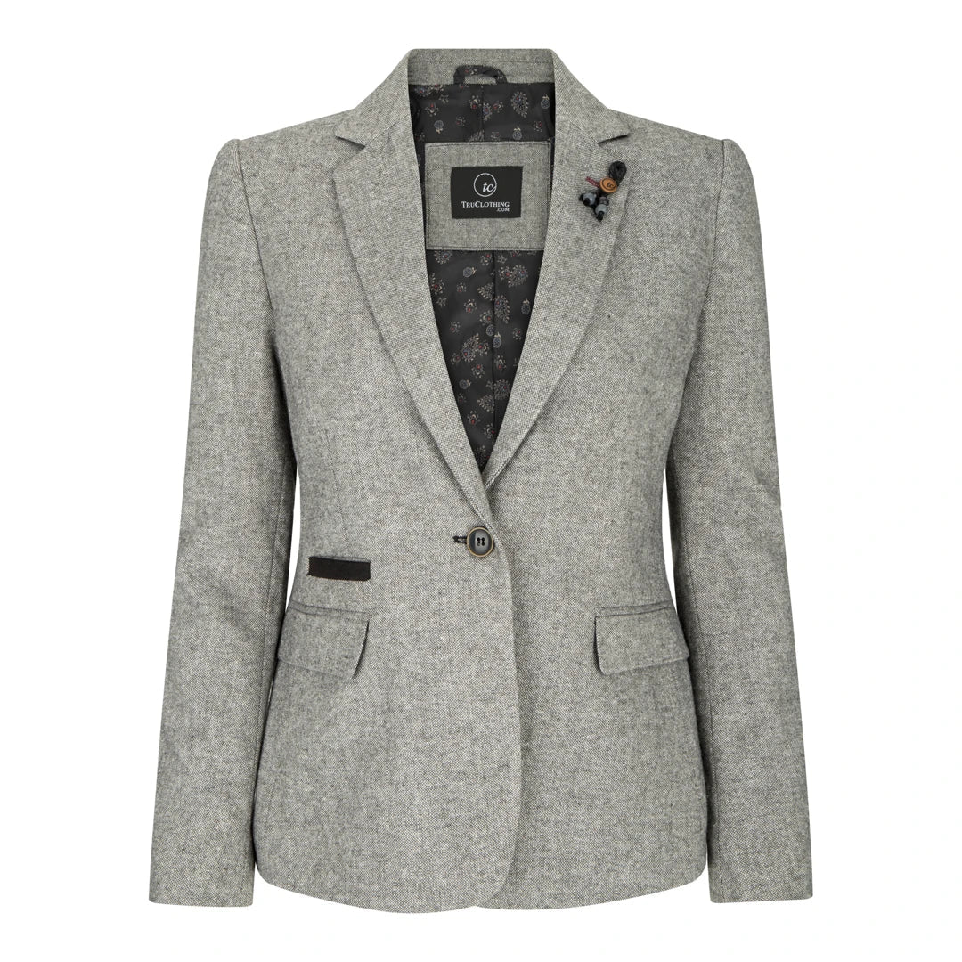 wsn03 - Women's Tweed Grey Blazer Jacket Elow Patch Peaky 1920s - Buy ...