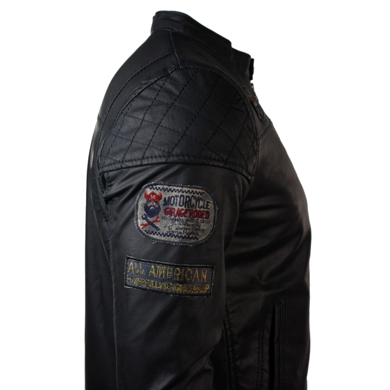 Genuine Real Leather Mens Black Slim Fit Retro Vintage Casual Biker